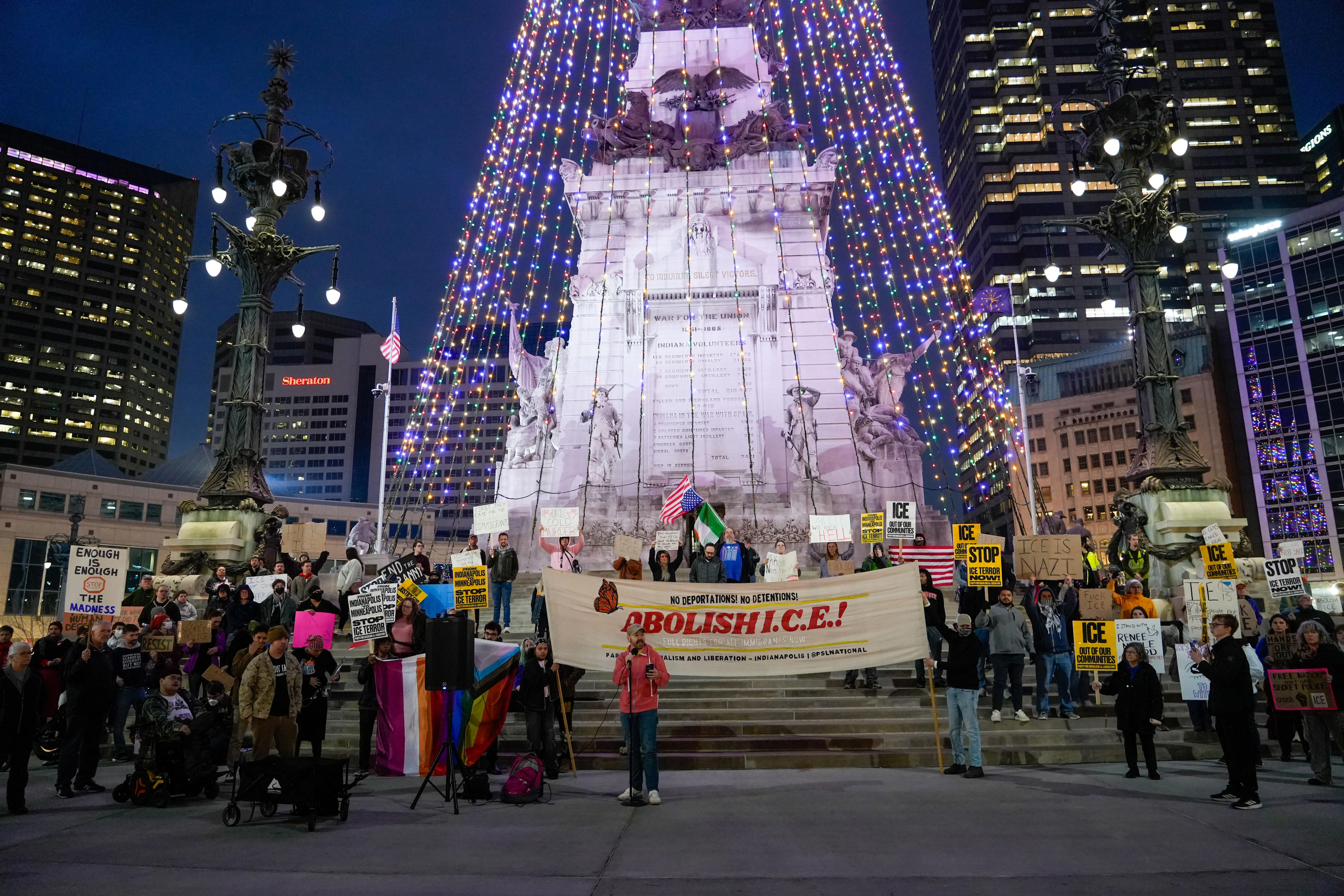 Demonstrators mourn Renee Good, call for Indy leaders to oppose ICE