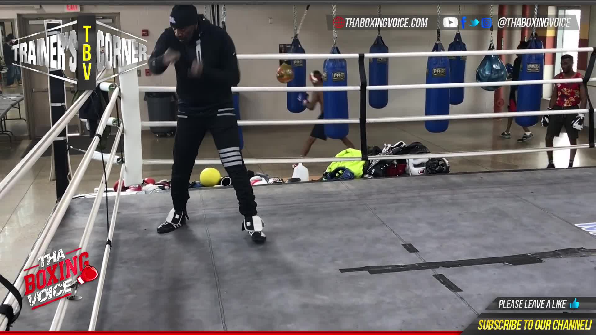 Coach Barry Hunter doing some shadow boxing