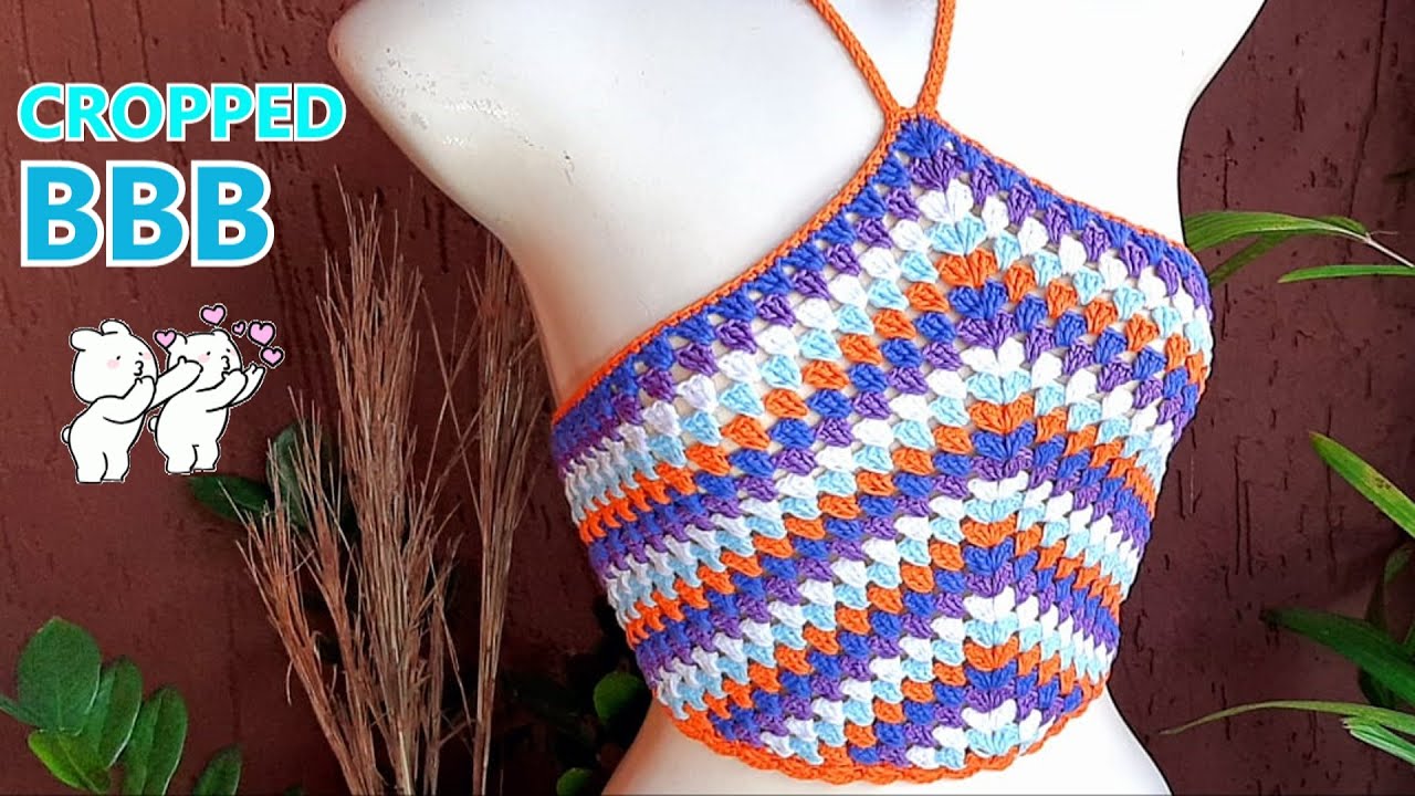 Cropped de crochê colorido