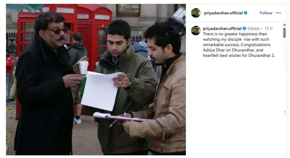 Priyadarshan lauds Aditya Dhar for 'Dhurandhar', saying, 'No greater ...