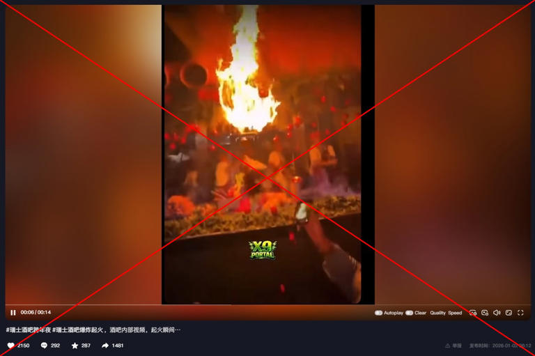 Indonesia clip falsely shared as Swiss bar fire