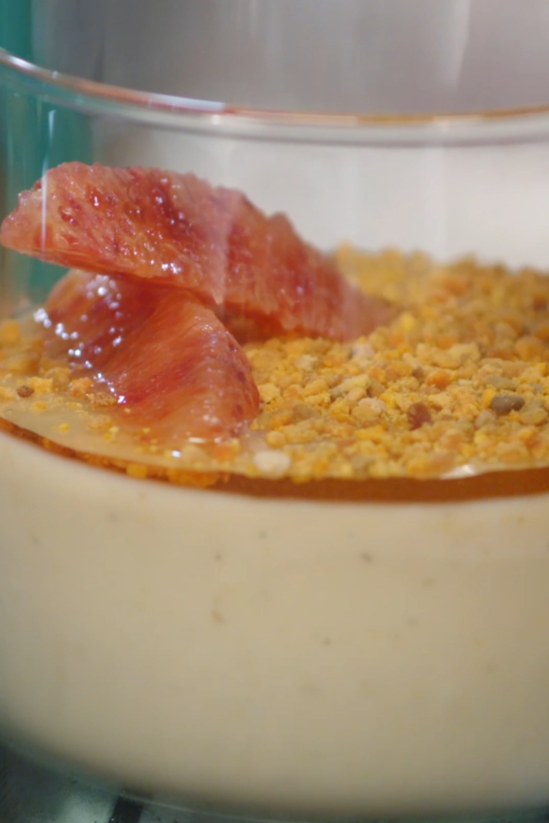 Fennel pollen panna cotta with orange blossom honey