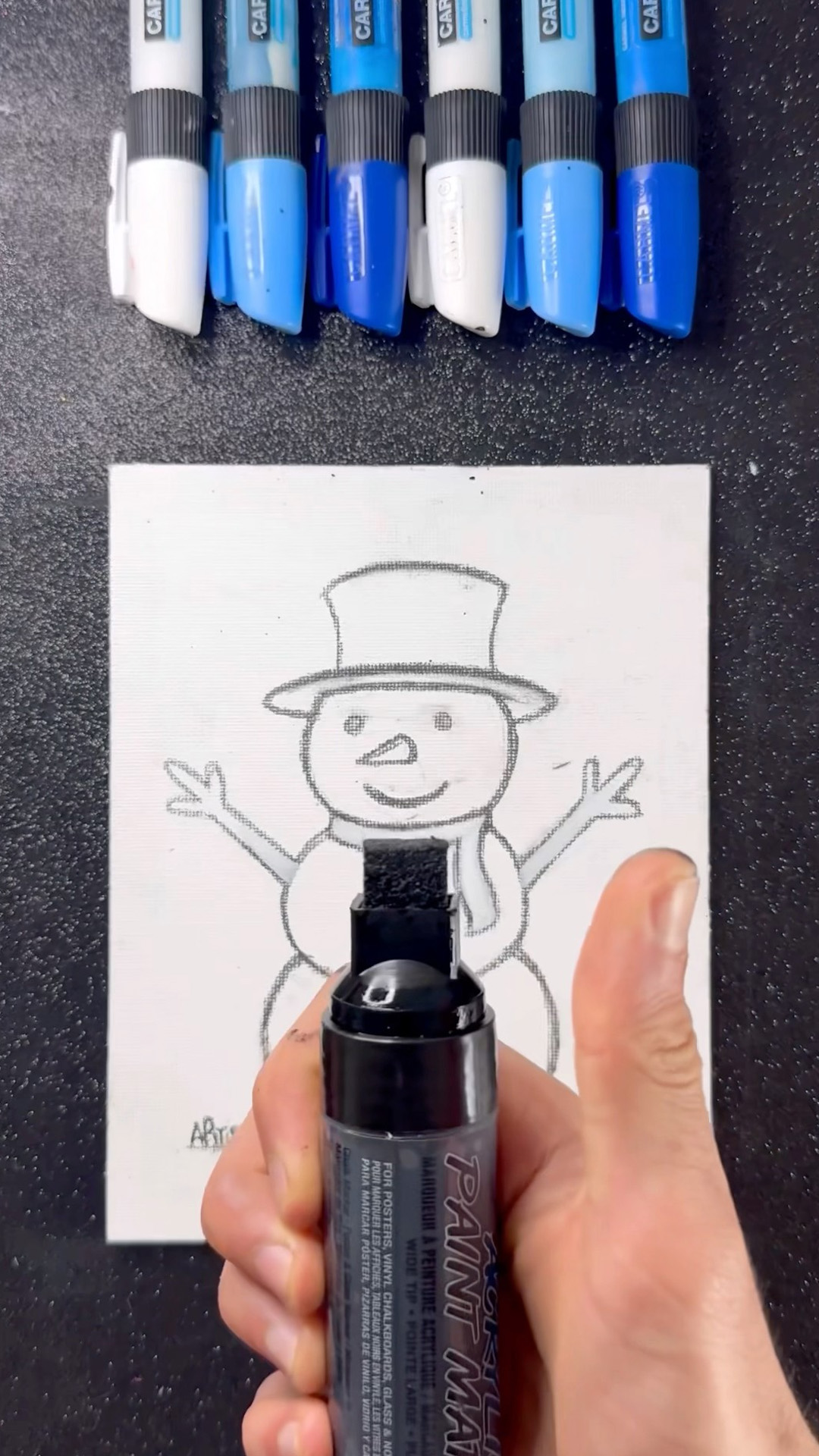 How to paint a neon snowman with acrylic markers