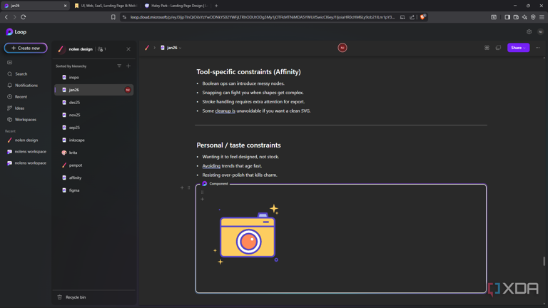 I started using Microsoft Loop for graphics work, and I should have ...