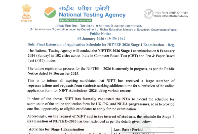 NTA NIFTEE 2026 registration deadline extended again: Check the last ...