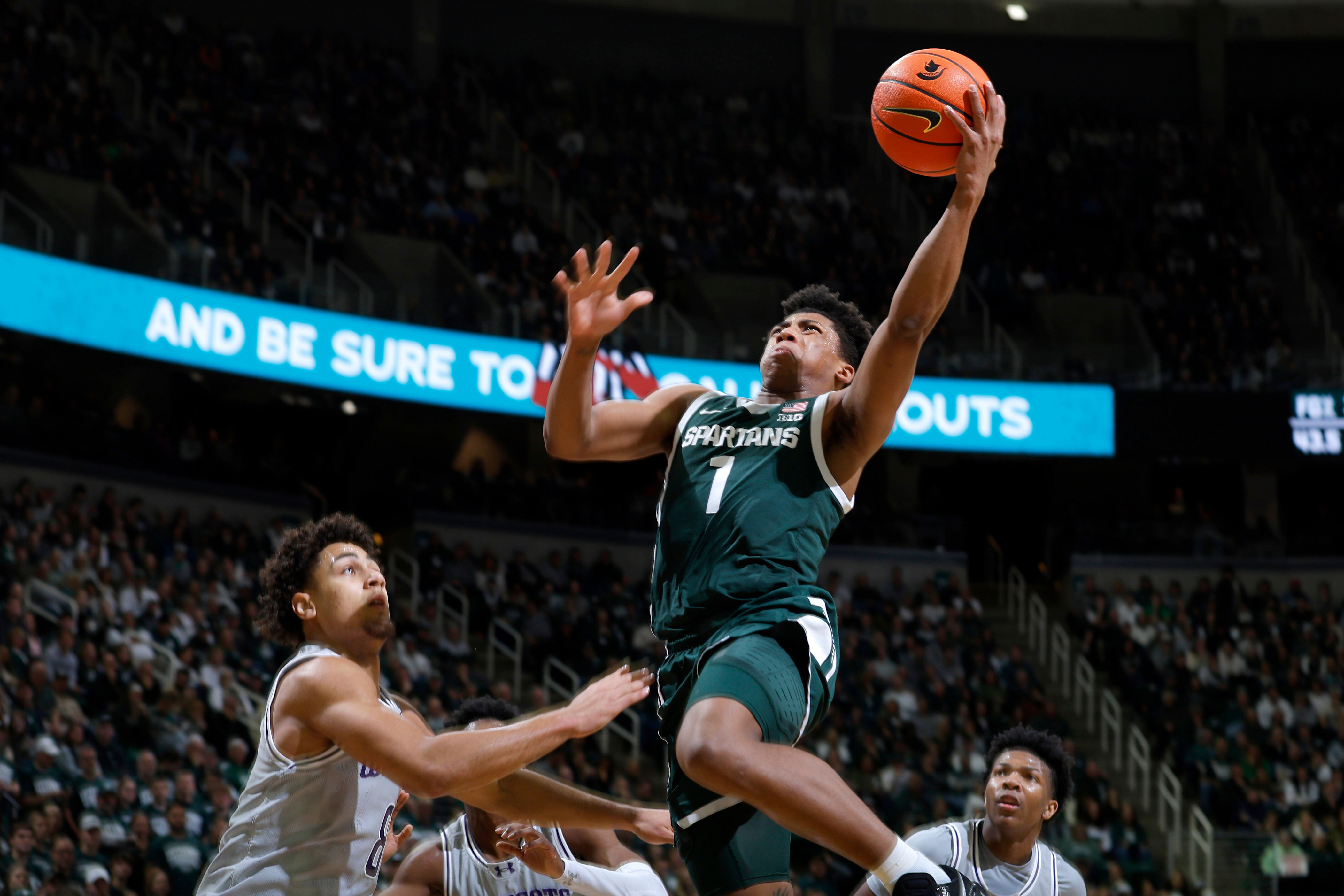 No. 12 Michigan State rallies in the 2nd half to beat Northwestern 76-66