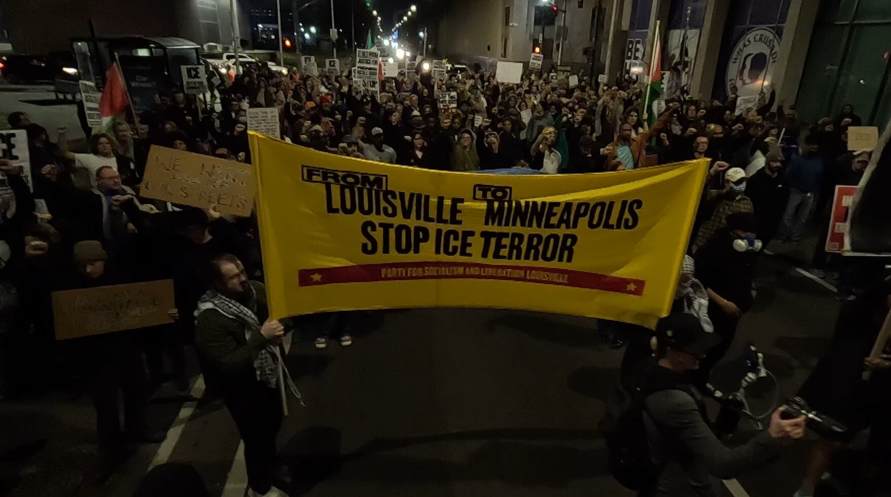 ‘We are all at risk’: Protesters march in downtown Louisville after ICE ...