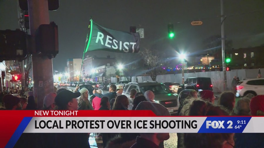 St. Louisans line Manchester Road to protest deadly ICE shooting