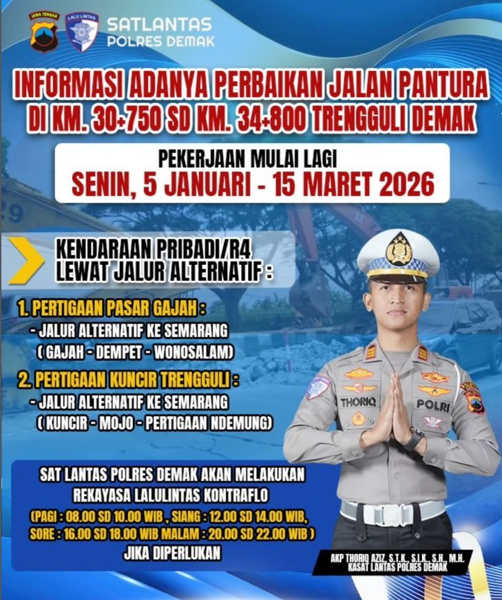 Hindari Pantura Semarang-Demak sampai Maret 2026, rute alternatif lewat ...