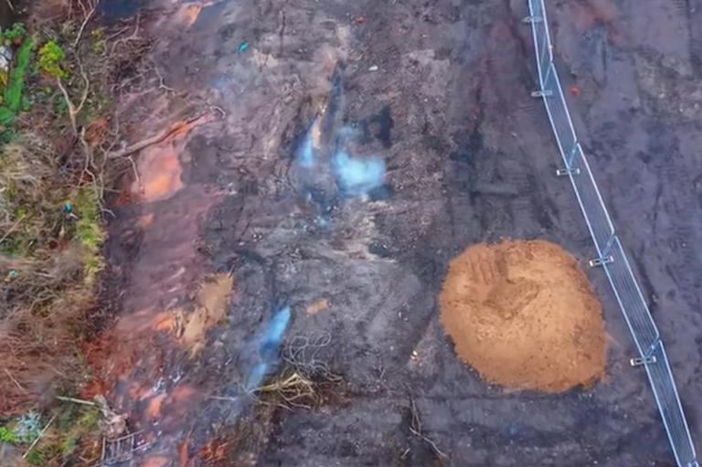 Drone footage shows underground coal fire still burning in Scots town ...