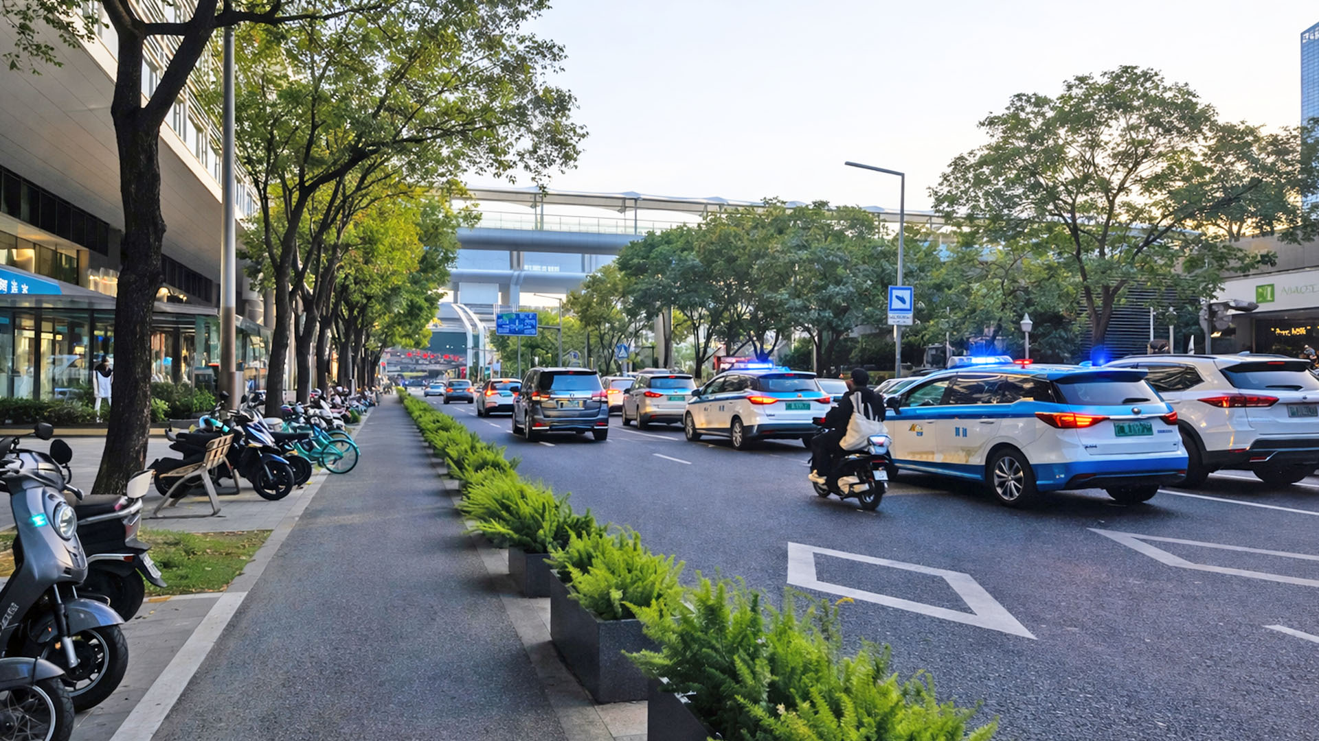 Walking along the busy streets of Shenzhen China