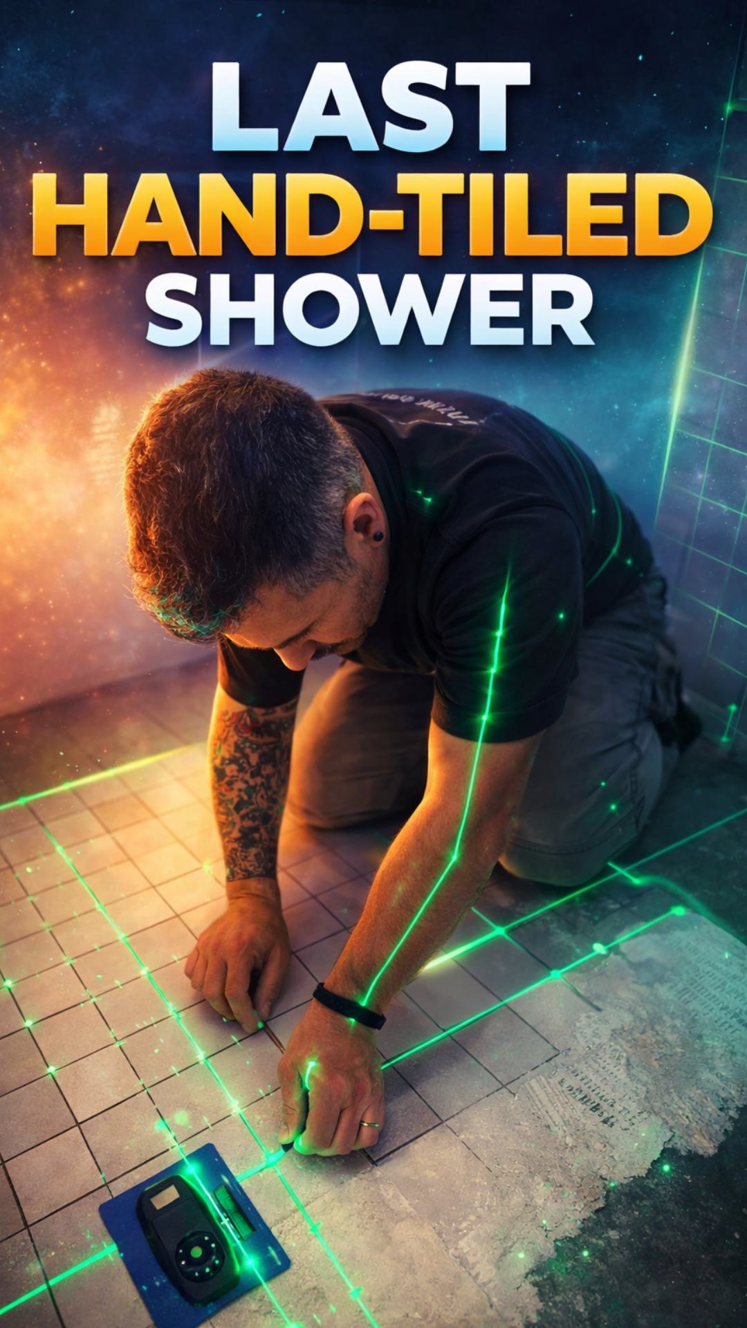 Installing a 2x2 tile shower by hand one last time