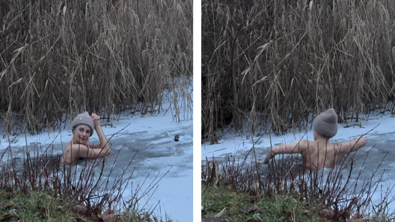 Minusgrade! Silvia Schneider beweist Mut beim Eisbaden