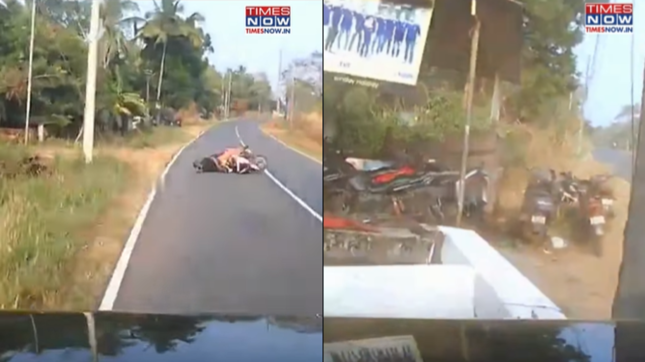 Narrow escape! Kerala car driver intentionally hits wall to save ...