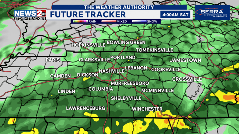 Storms possible Friday morning ahead of heavy rain across Middle TN