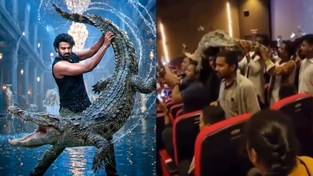 Prabhas fans get crocodiles inside theatres at The RajaSaab screening ...