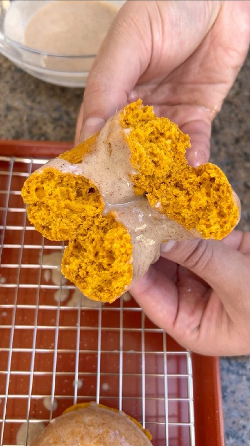 Pumpkin donuts made fresh and fluffy