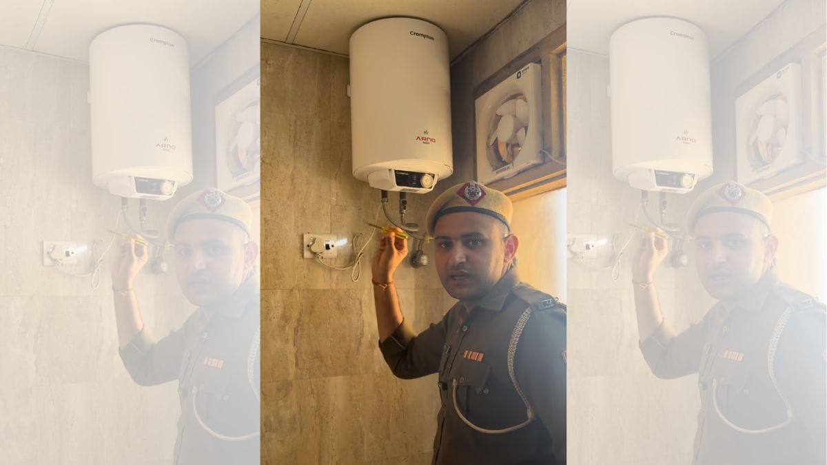 A Haryana constable teaches geyser safety in his police uniform. He got ...