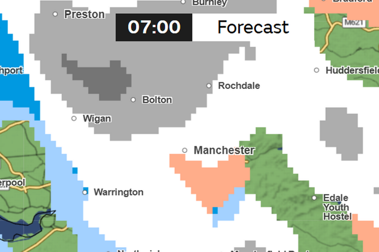 Met Office maps show exact time snow will hit Greater Manchester this ...
