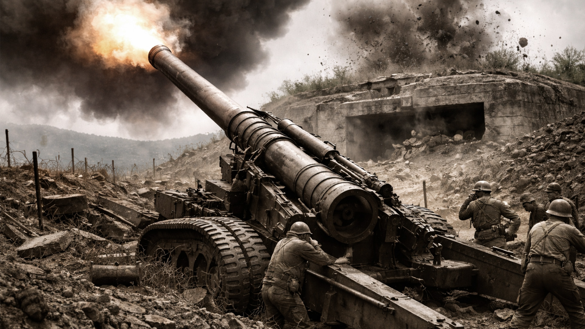 L'artillerie américaine qui écrasa les fortifications allemandes ...