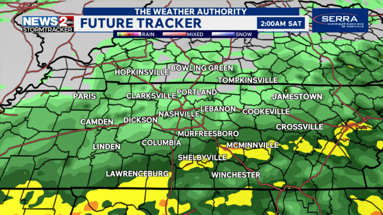 Storms possible Friday morning ahead of heavy rain across Middle TN
