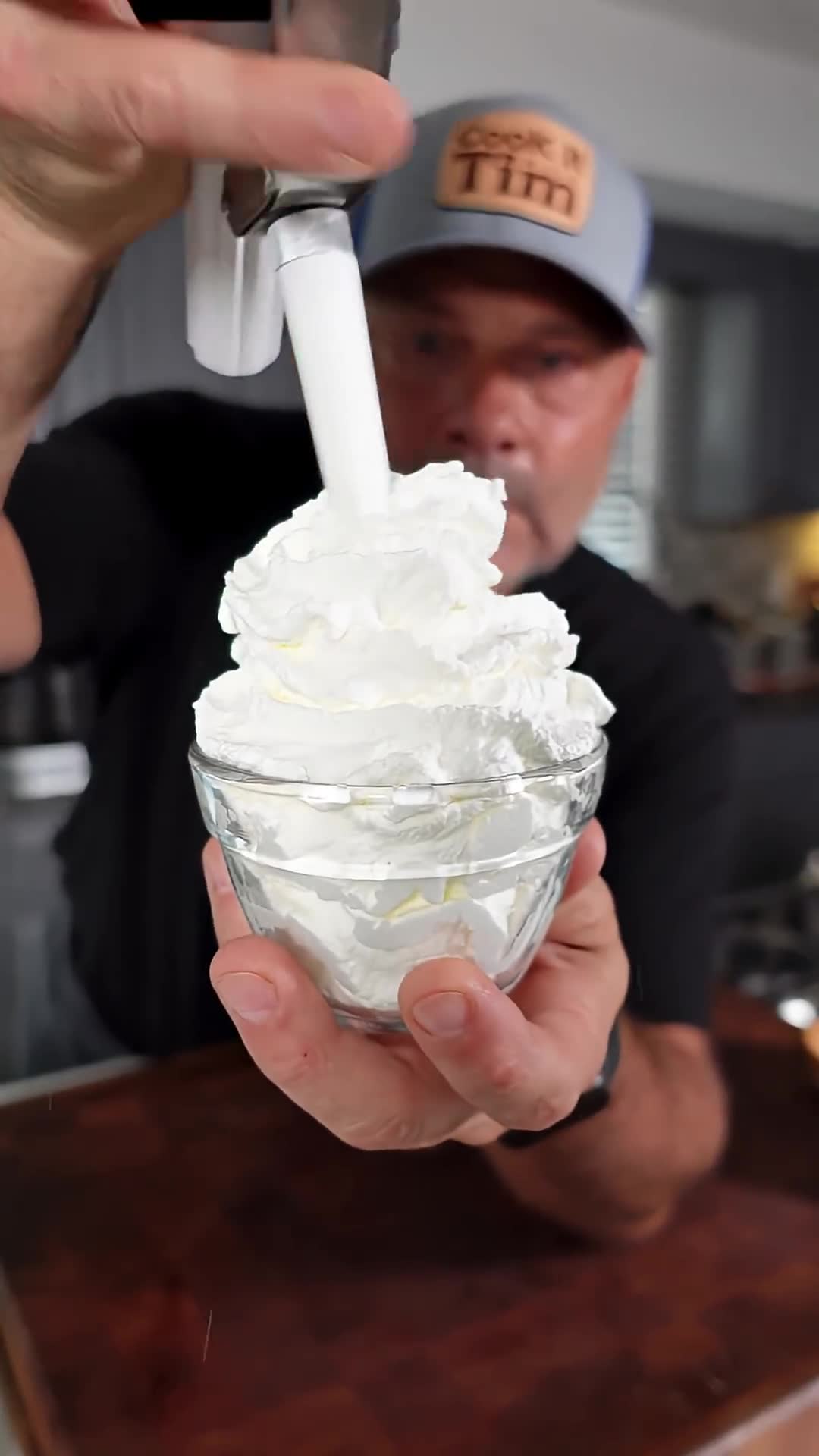 Making fresh whipped cream from scratch at home