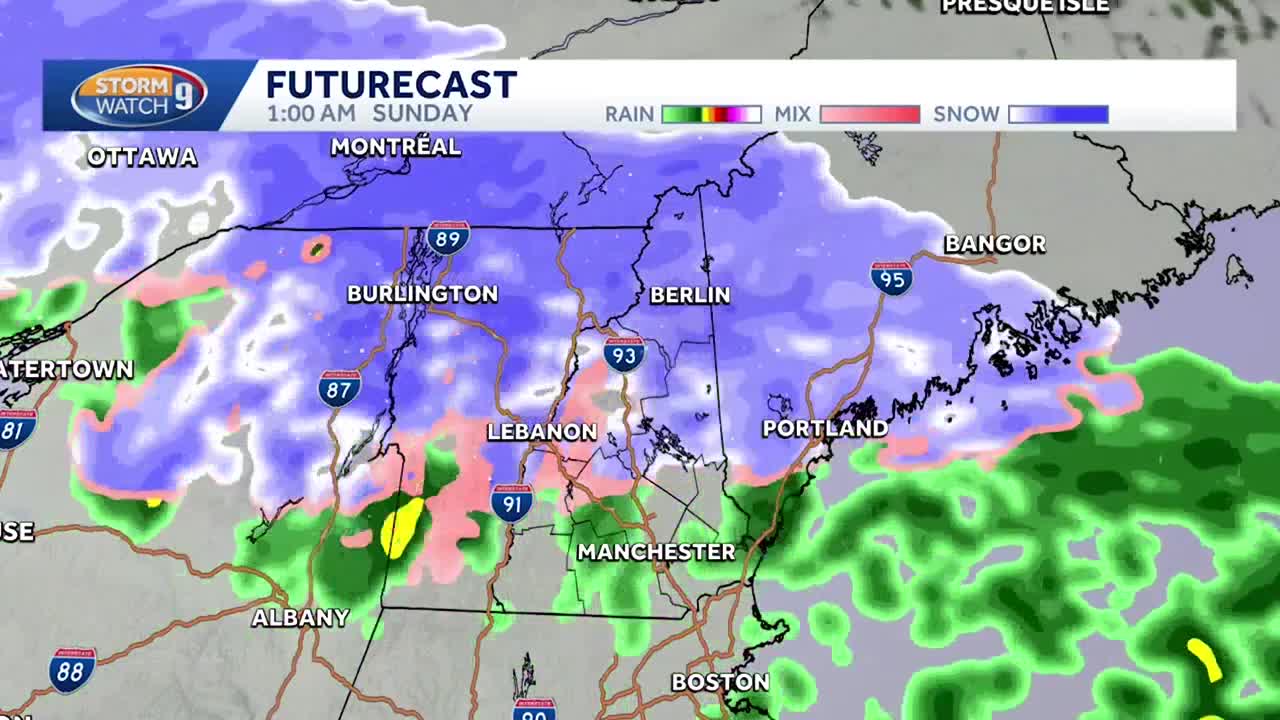 New Hampshire hourly weather: Track snow, wintry mix, rain this weekend