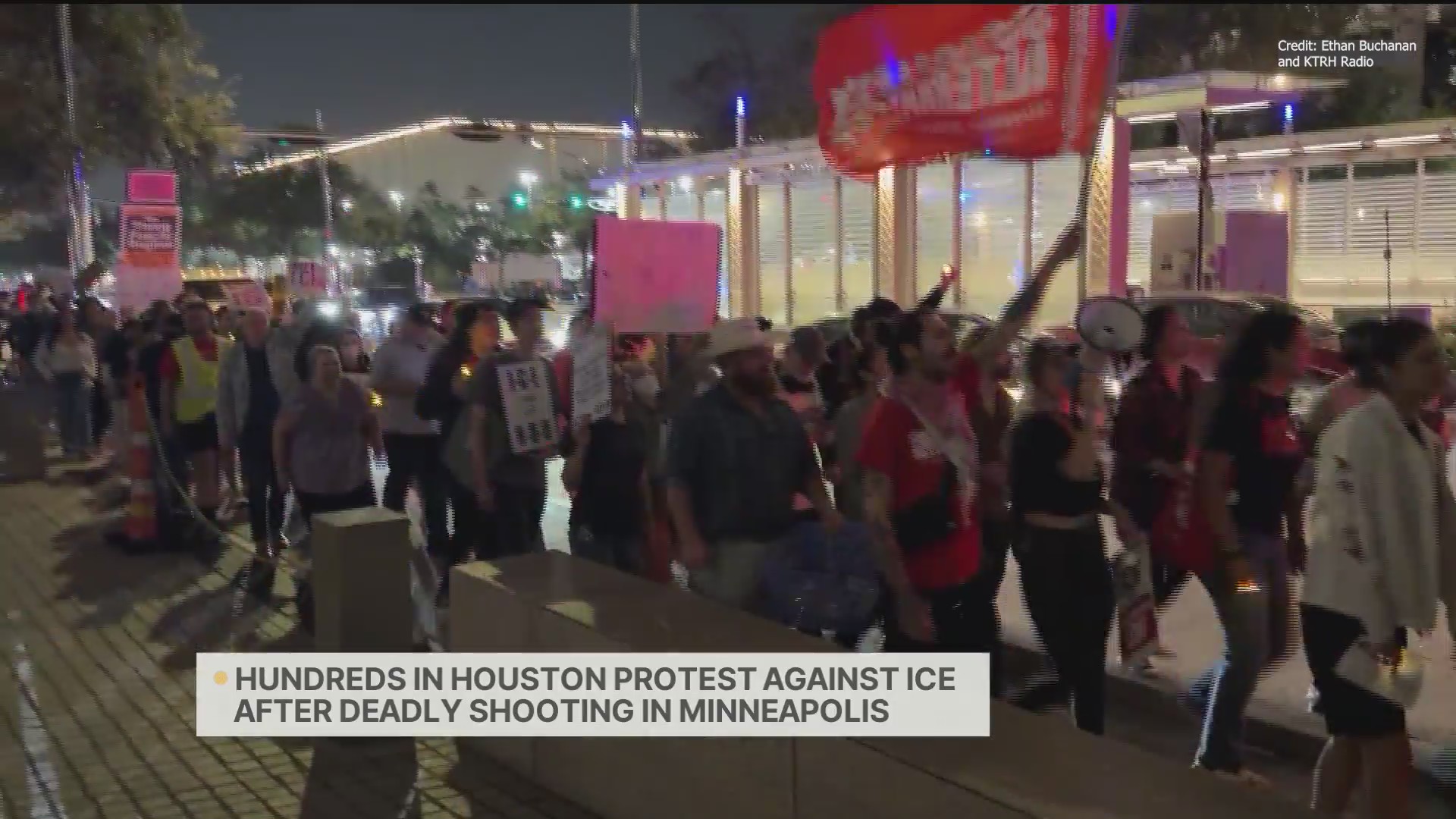 Hundreds protest in Houston after fatal ICE shooting