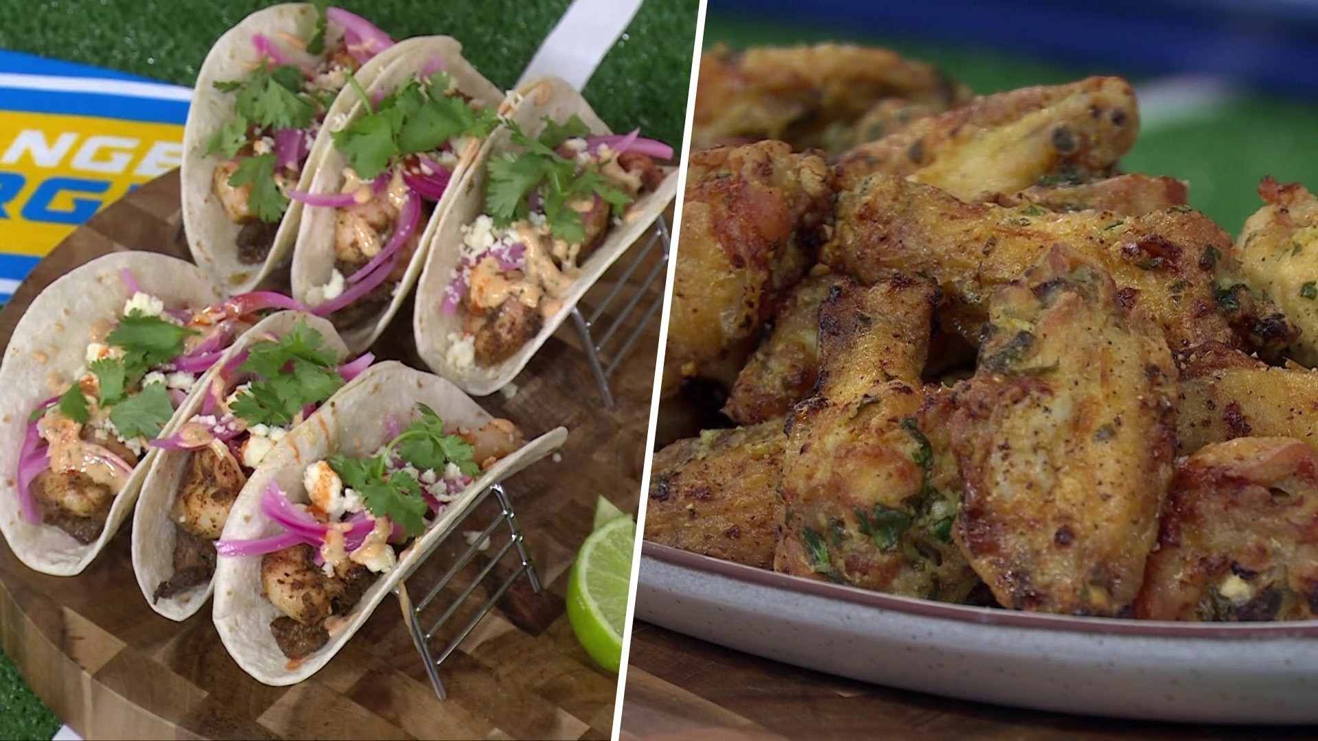Game day surf & turf tacos and chicken wings: Get the recipes