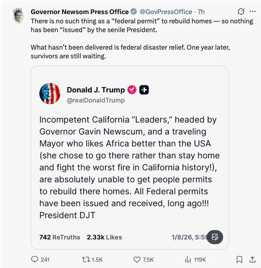 Newsom fact-checks ‘senile’ Trump’s rage post