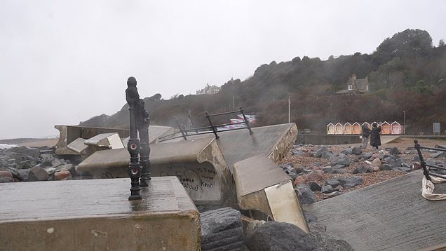 Kent sea wall ripped apart by Storm Goretti