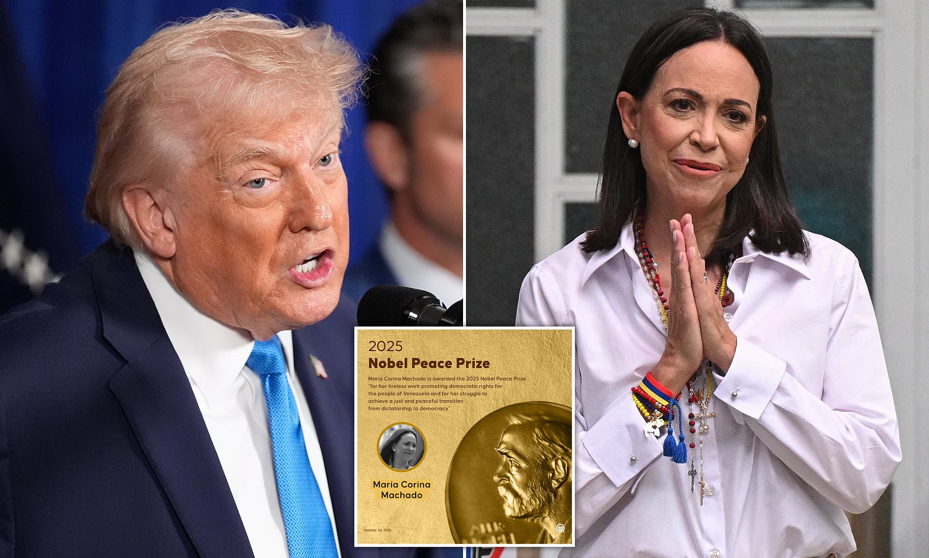 Venezuela opposition leader to offer Trump her peace prize
