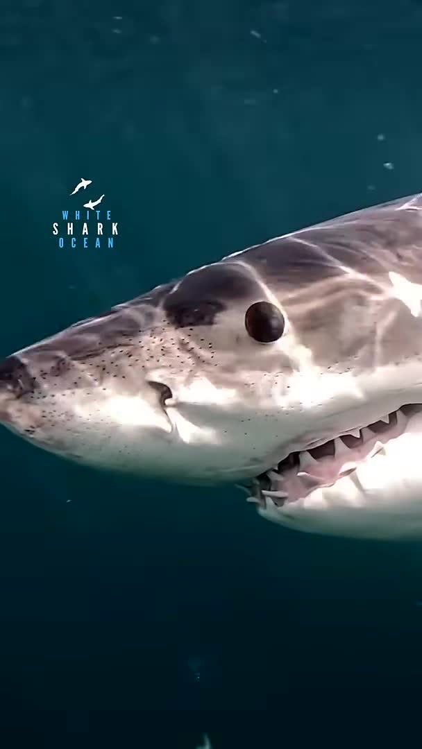 Sun rays dancing on great white shark in New Zealand