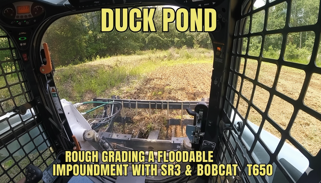 Duck pond – rough grading a floodable impoundment with SR3 & Bobcat T650