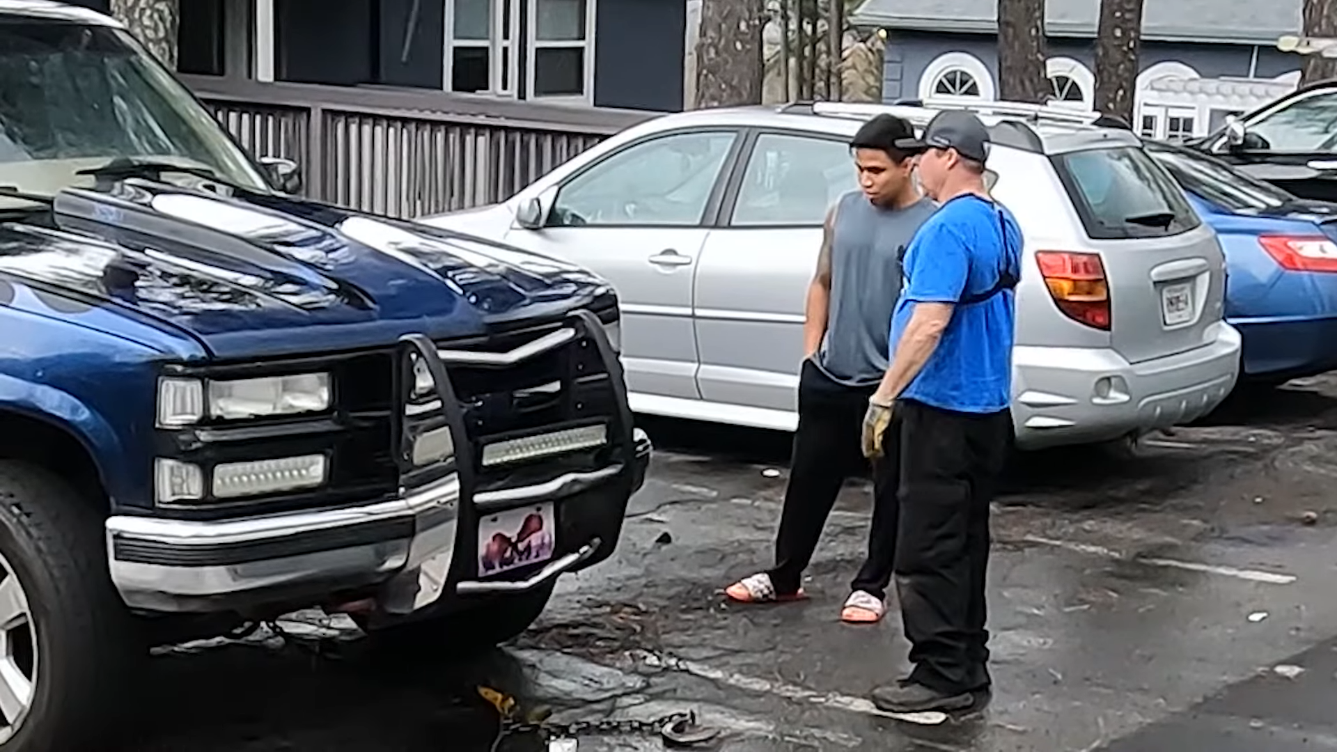 They tried to move it after the chains were on