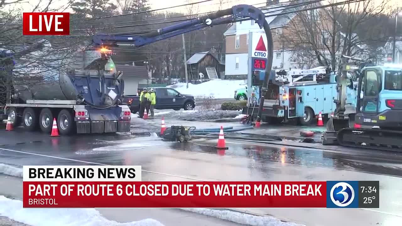 Water main break closes section of Route 6 in Bristol, impacts local ...