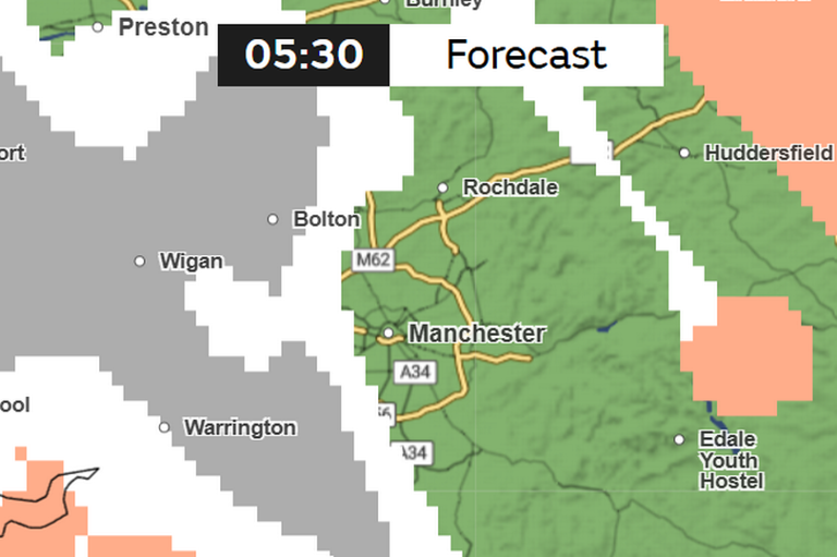 Met Office maps show exact time snow will hit Greater Manchester this ...