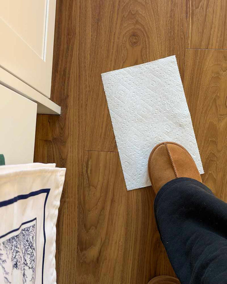 My mom told me to put a paper towel on my kitchen floor, and it was ...