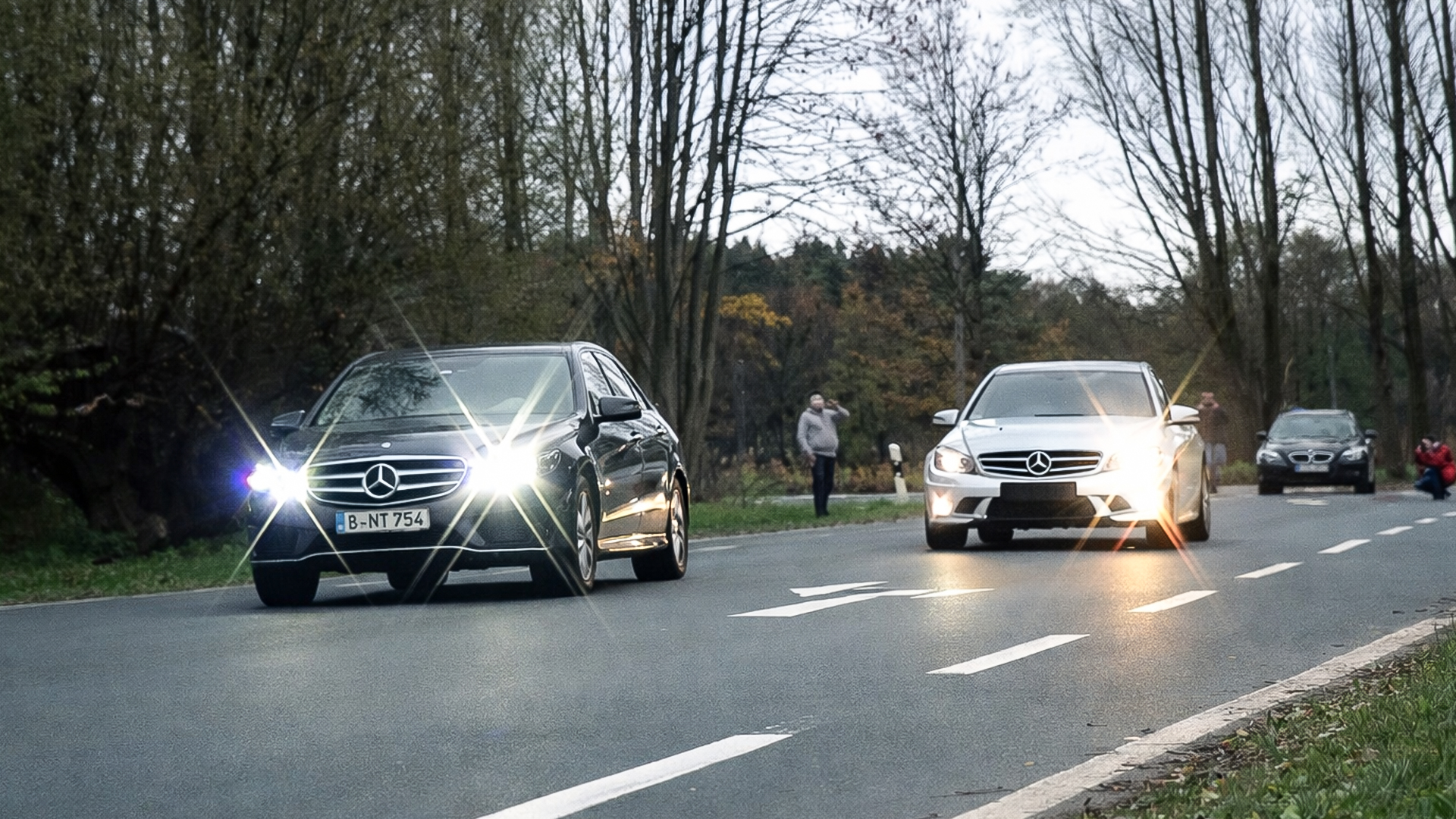 Mercedes sedans compete in straight line speed