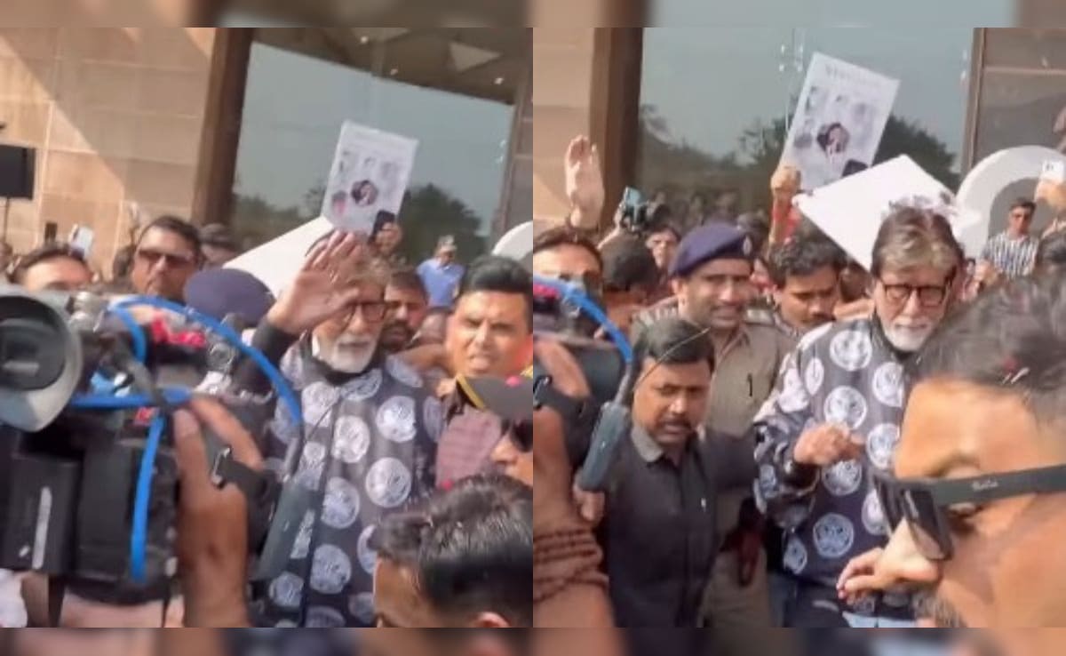 Watch: Amitabh Bachchan struggles to get past a minor stampede in Surat