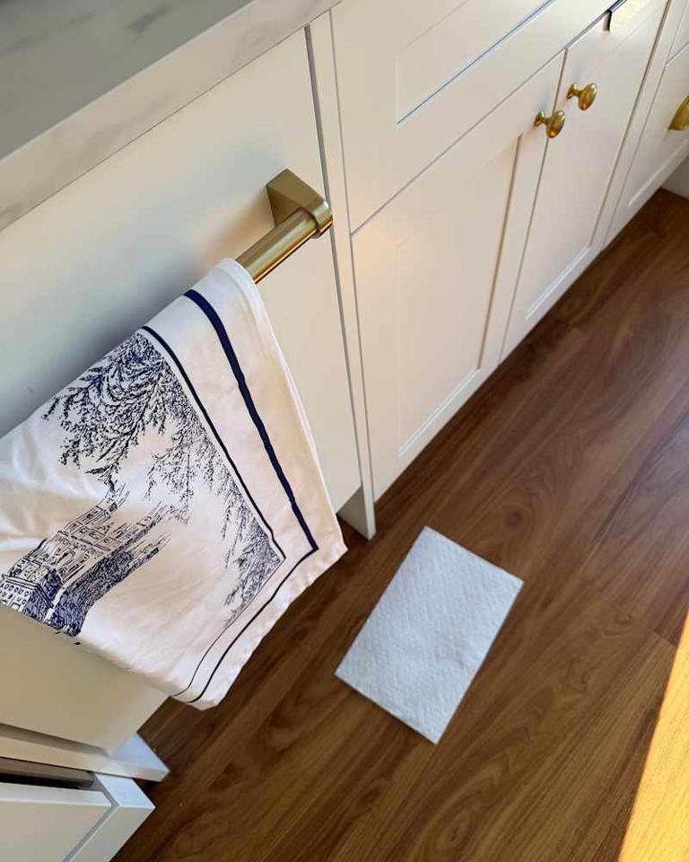 My mom told me to put a paper towel on my kitchen floor, and it was ...