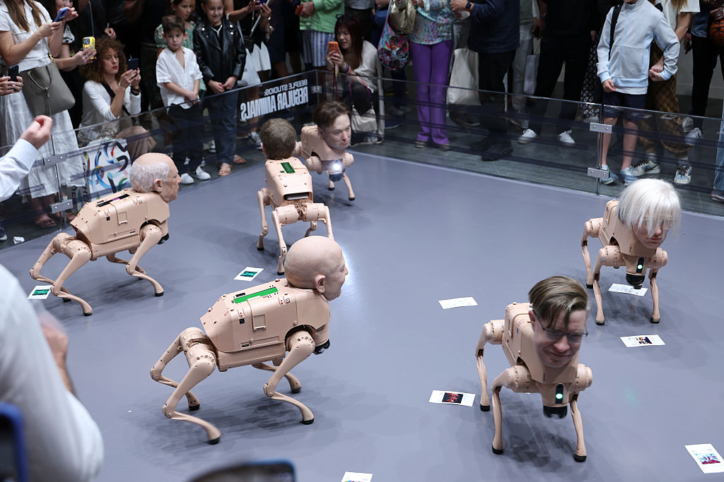Beeple’s intriguing exhibition of robot dogs