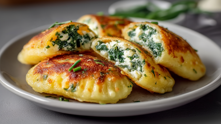 Potato pockets stuffed with a cream cheese & spinach filling