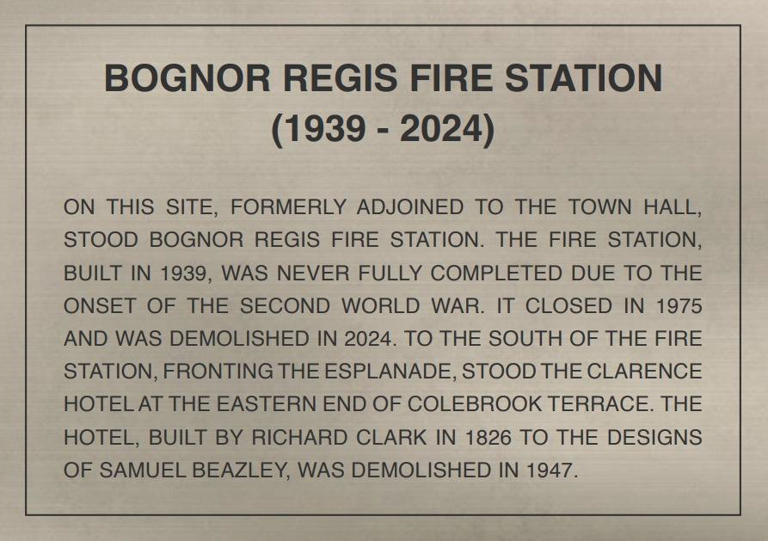 Details of proposed Bognor Regis old fire station plaque revealed