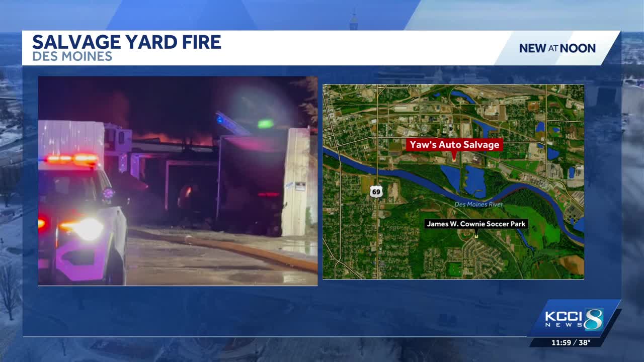 Des Moines fire: 30 cars catch fire at south-side salvage yard
