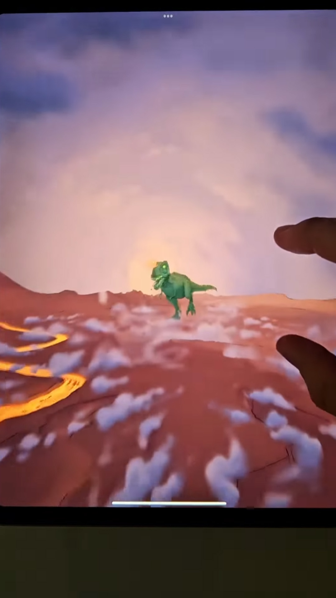 What appears inside the dinosaur city drawing