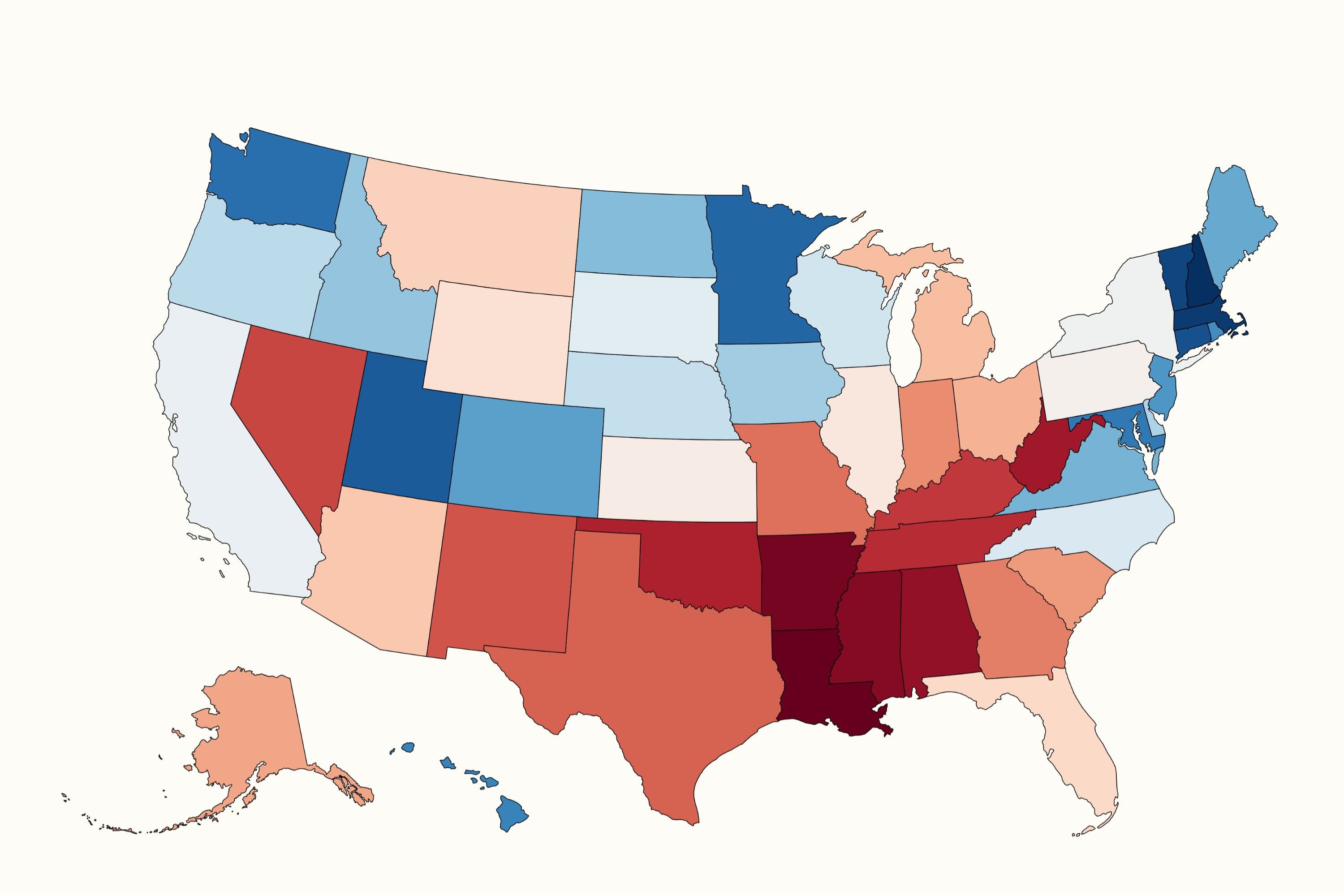Map shows most—and least—healthy states