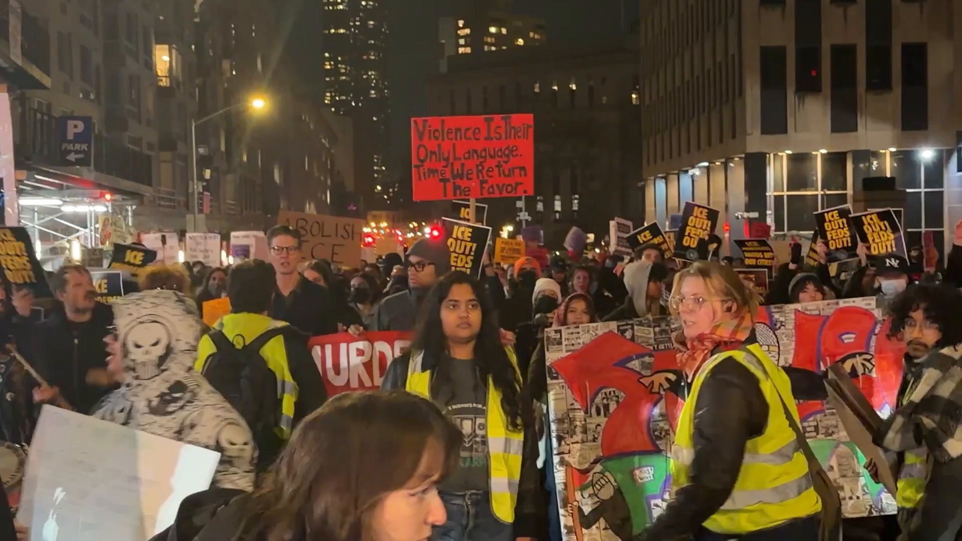 NYC anti-ICE protest following Renee Good shooting