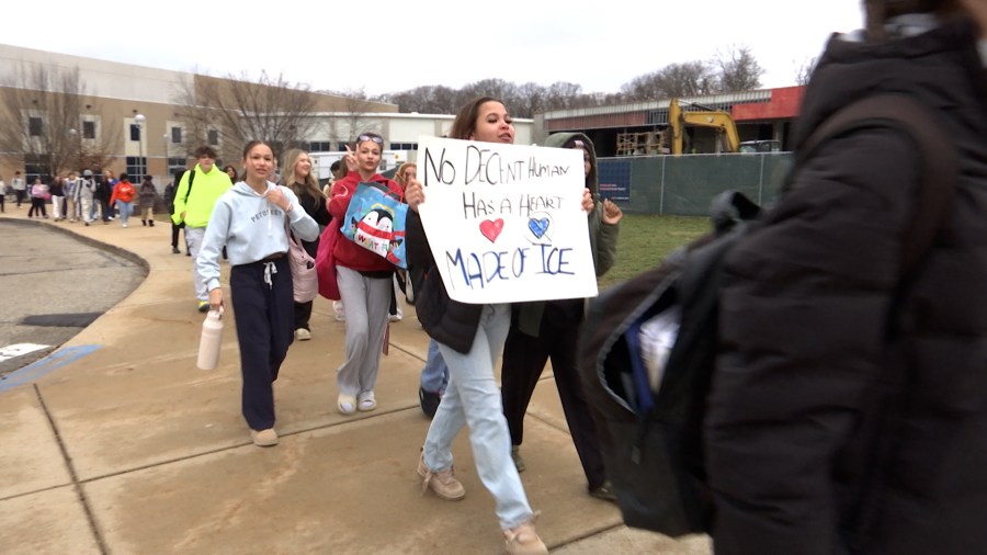 East Lansing High School students walk out for Renee Good