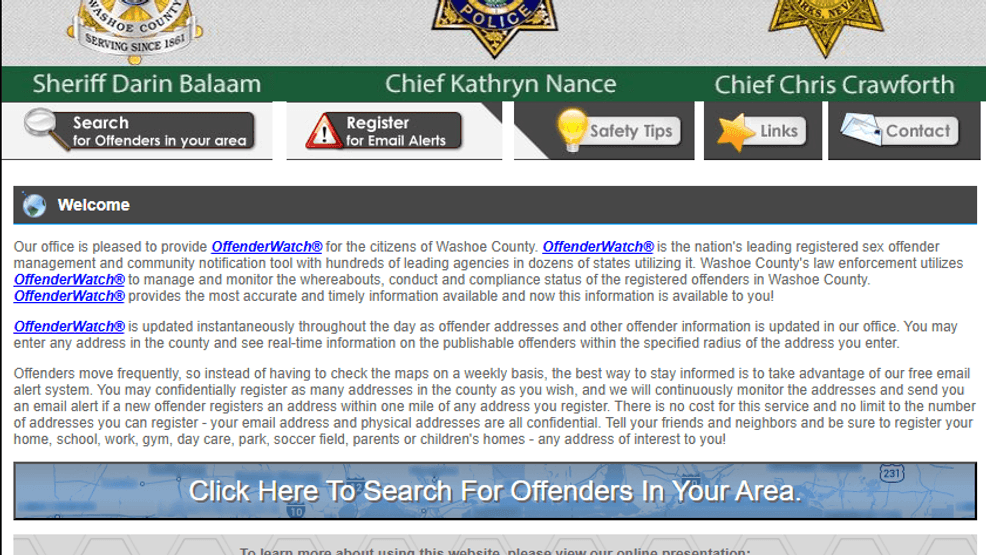 Washoe County launches new tool for tracking sex offenders in Reno and ...